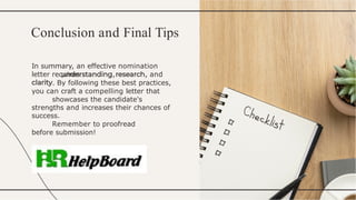 Nomination Letter , Recognition Nomination Sample | PPT