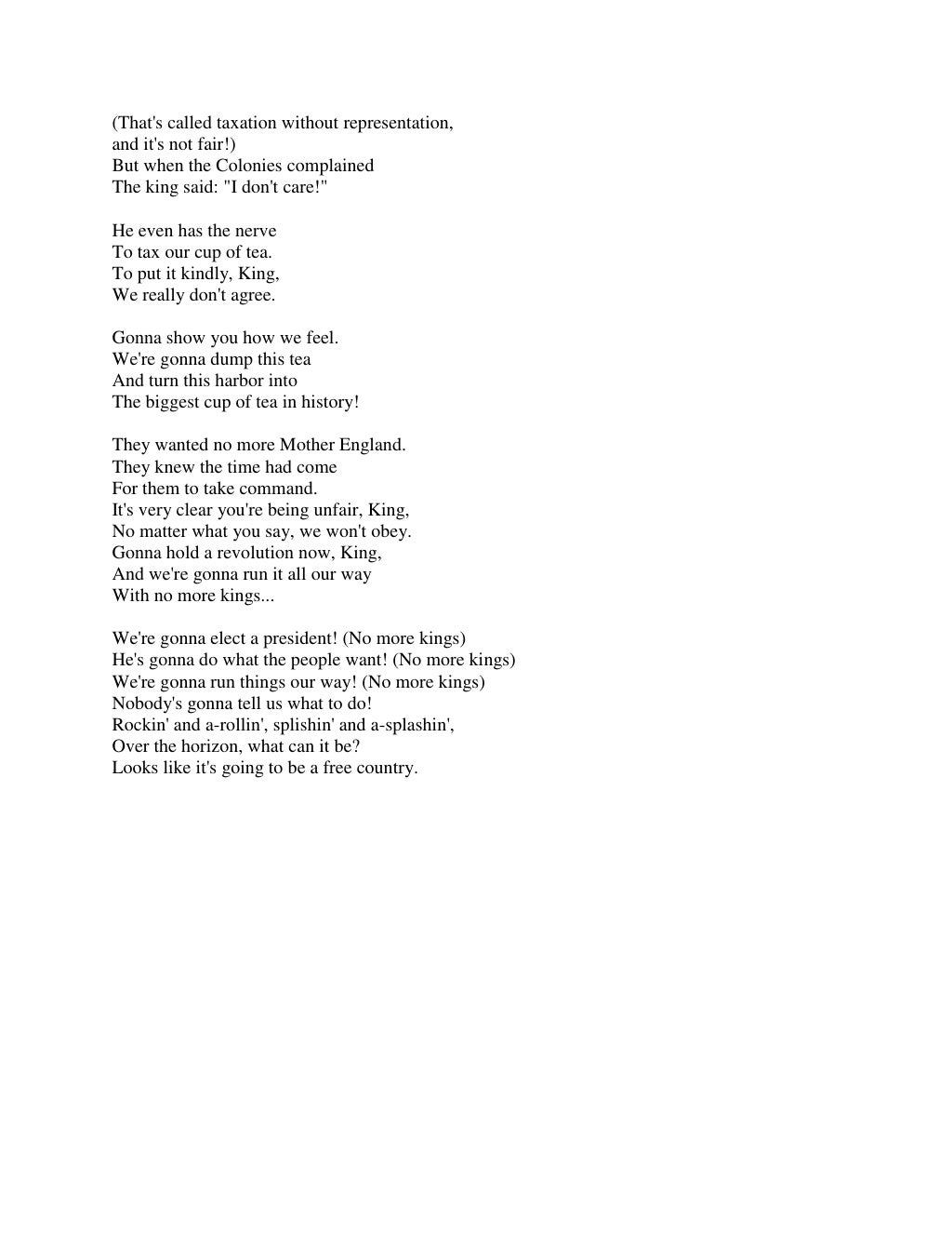 No more kings lyrics schoolhouse rock