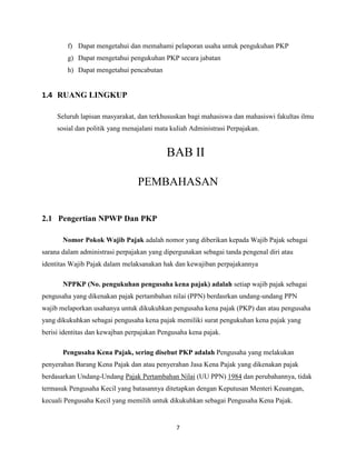 Nomor pokok wajib pajak dan pengukuhan pengusaha kena pajak | DOCX