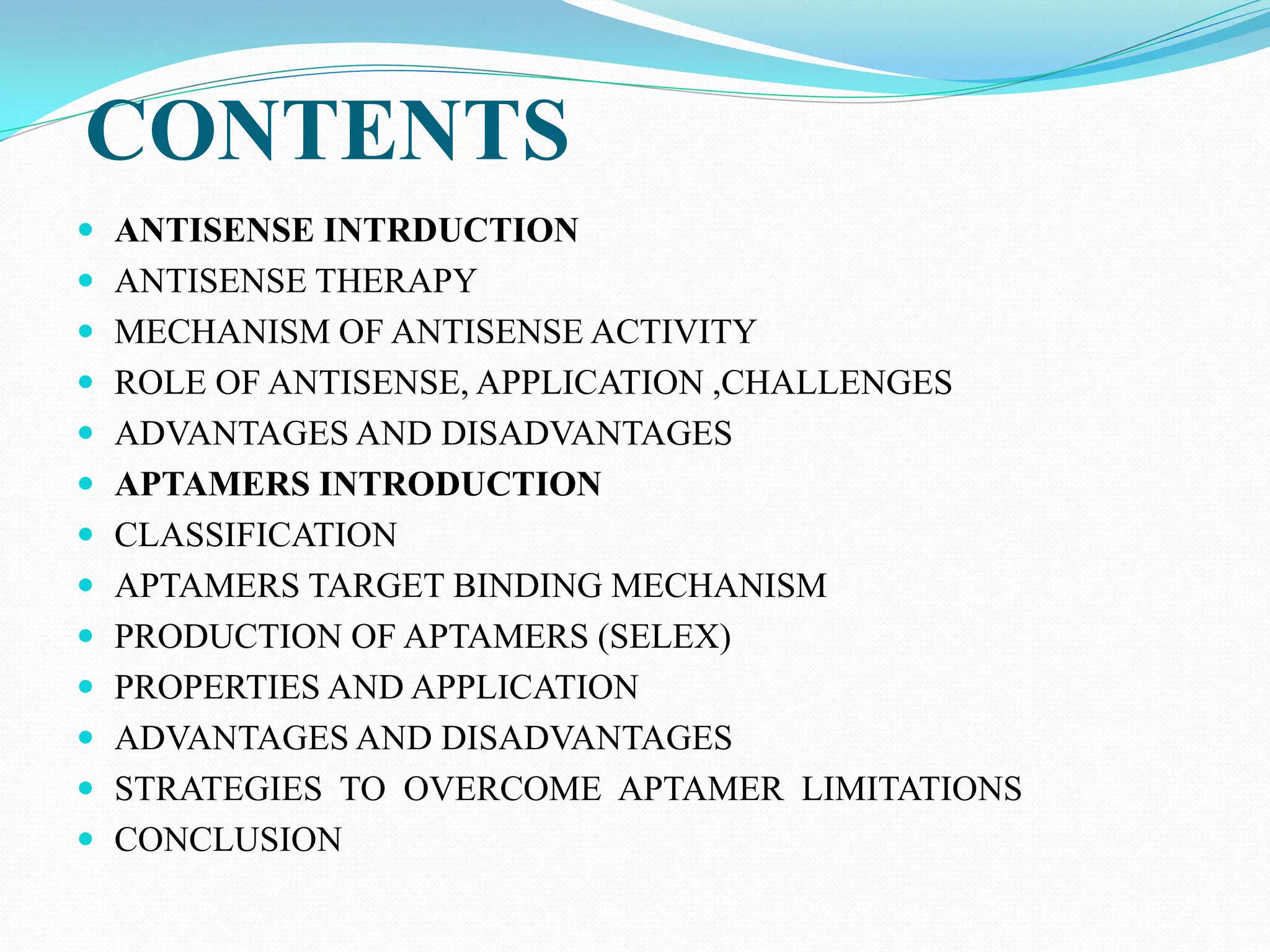 BIOPHARMACEUTICS OF ANTISENSE MOLECULE AND APTAMERS | PDF