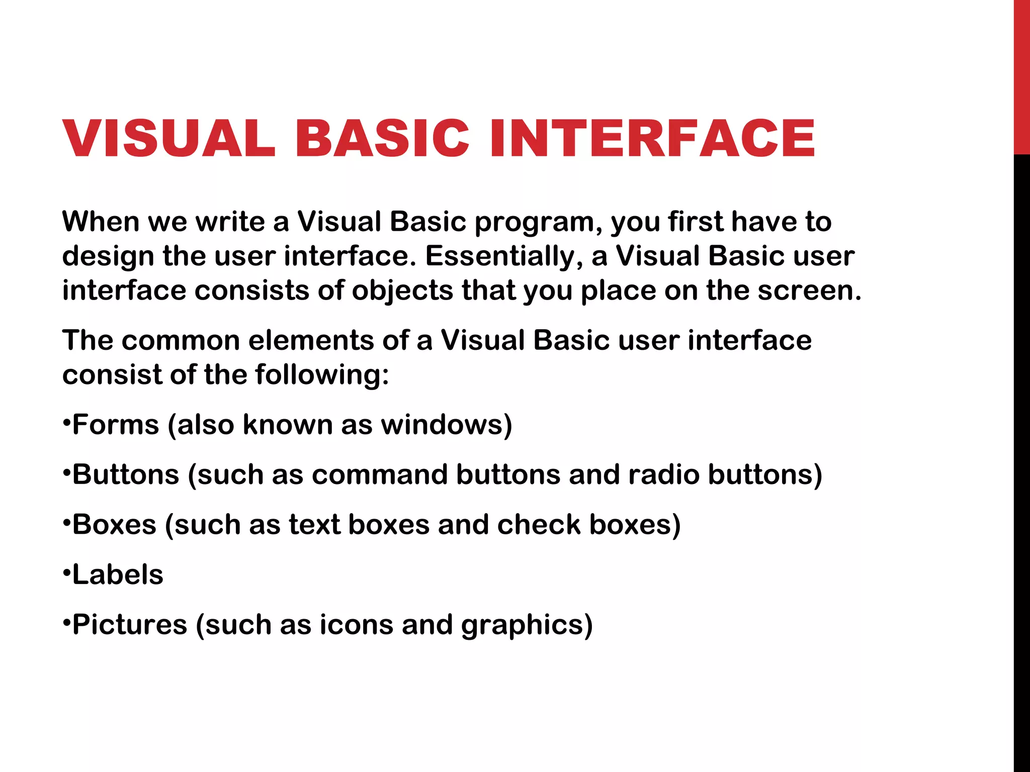 Buttons In .net Visual Basic | PPT | Programming Languages | Computing