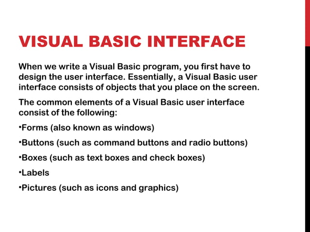 Buttons In .net Visual Basic | PPT | Programming Languages | Computing