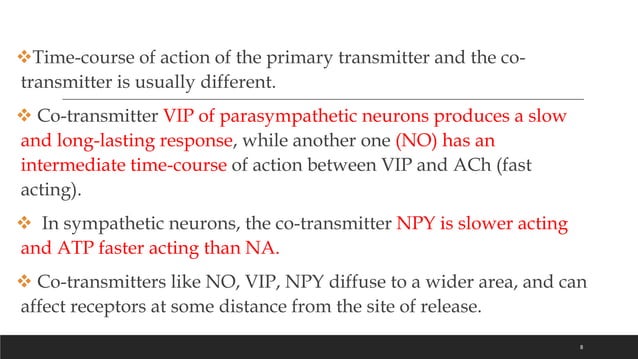 Non adrenergic, non-cholinergic (nanc) transmitters | PPTX | Brain and ...