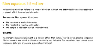 Non-aqueous titration. | PPTX