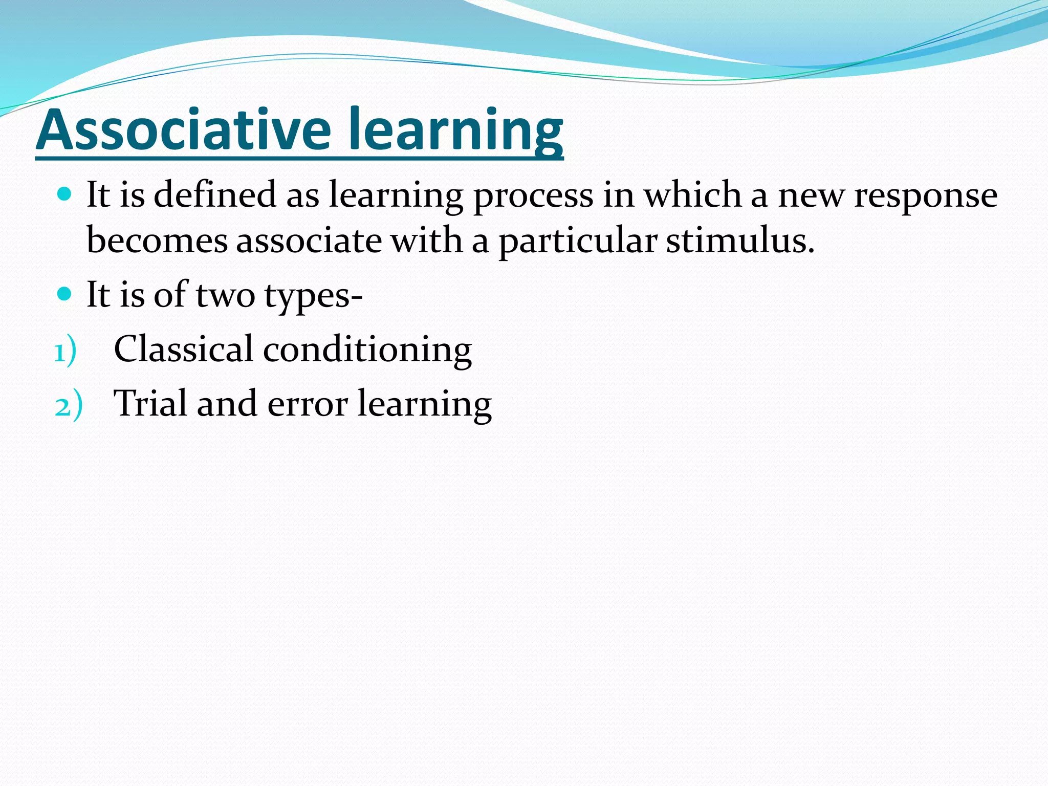 Non associative and associative learning | PPTX