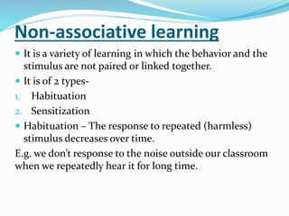 Non associative and associative learning | PPTX