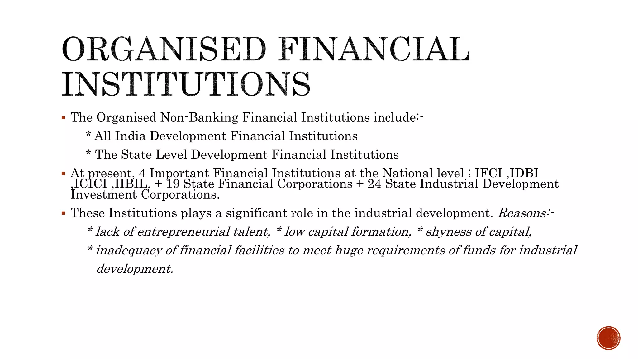Non banking institutions and ifci | PPT