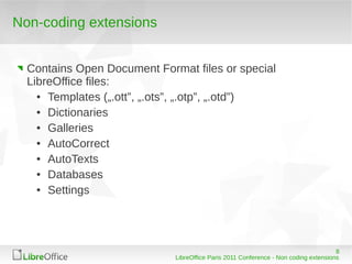 LibreOffice/OpenOffice.org - non coding extensions | PDF