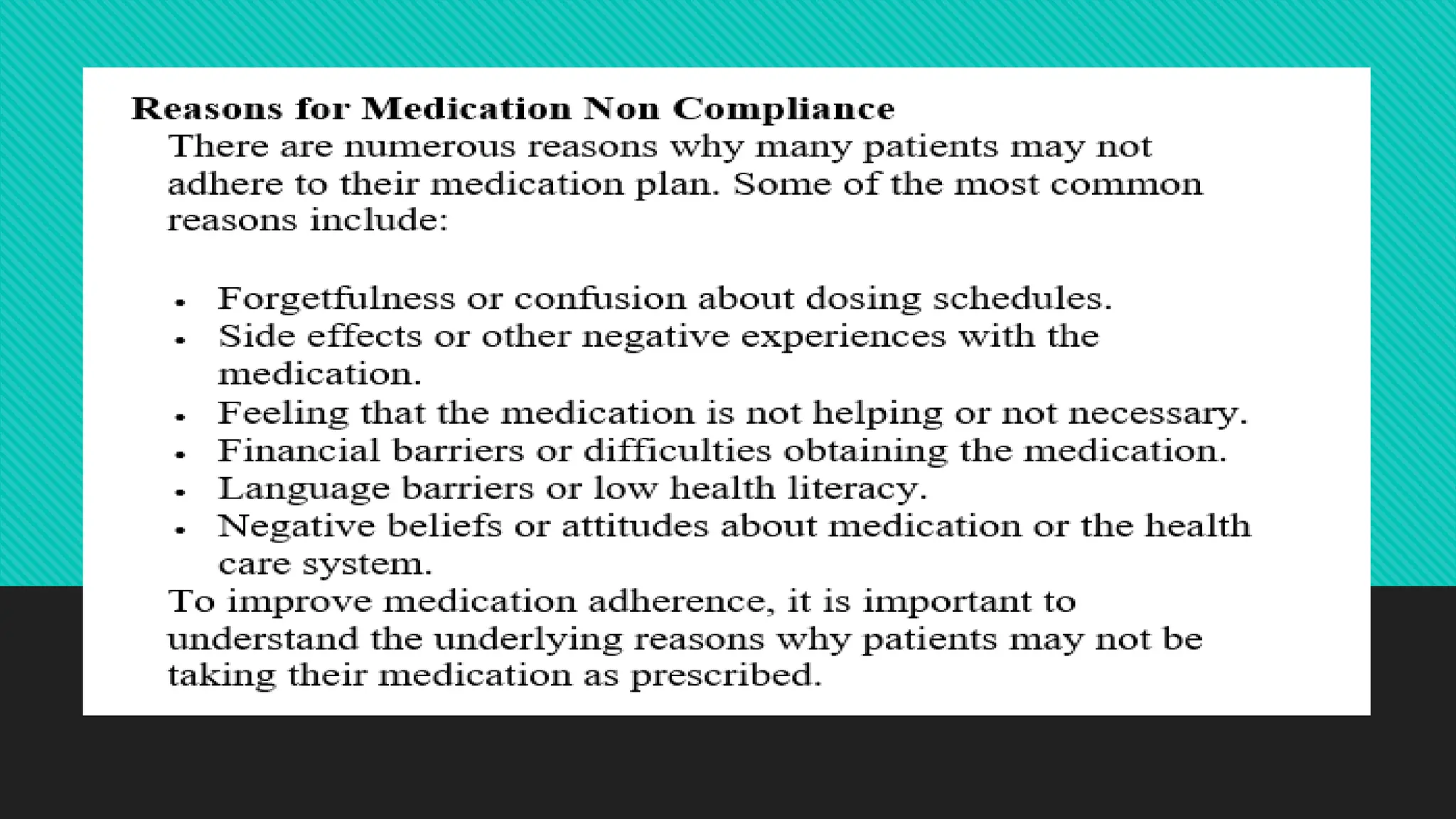 NON-COMPLIANCE of drugs clinical pharmacy | PPTX