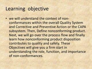 Non confirming product according to food Authority | PPTX