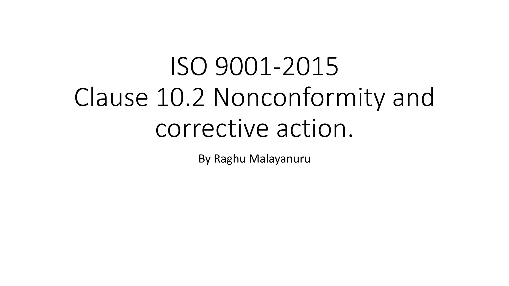 Non conformity and corrective action | PDF