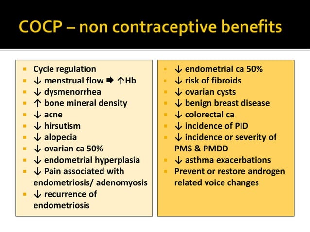 Non-contraceptive Benefits of COCP | PPTX