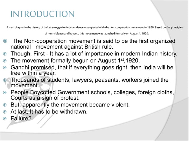 The Non cooperation movement | PPT | Free Download