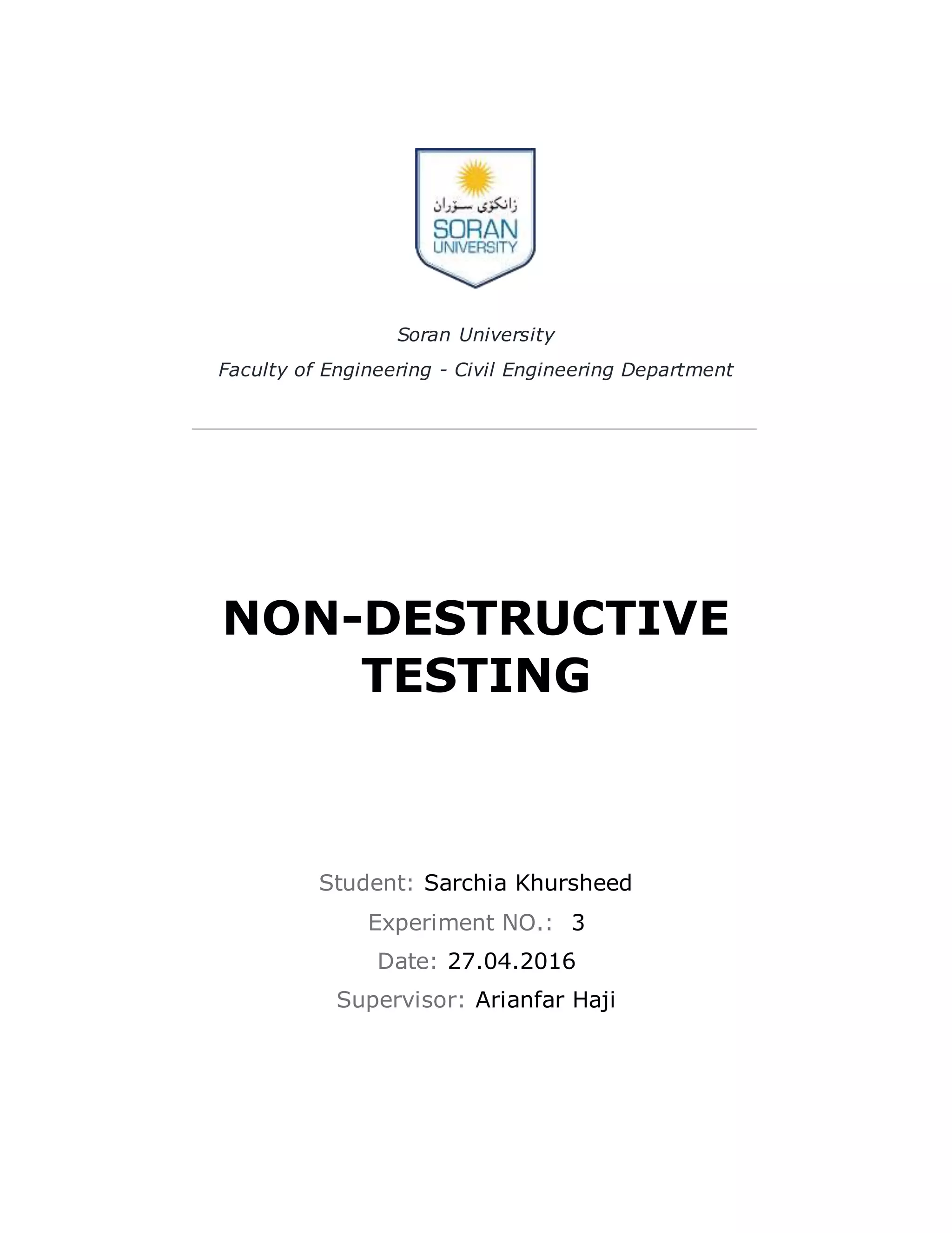 Non-Destructive testing - Report | DOCX