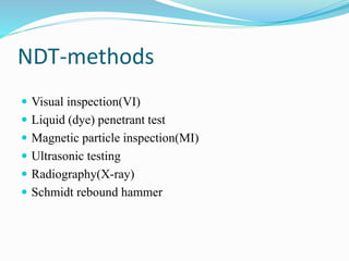 Non destructive testing in civil engineering | PPTX