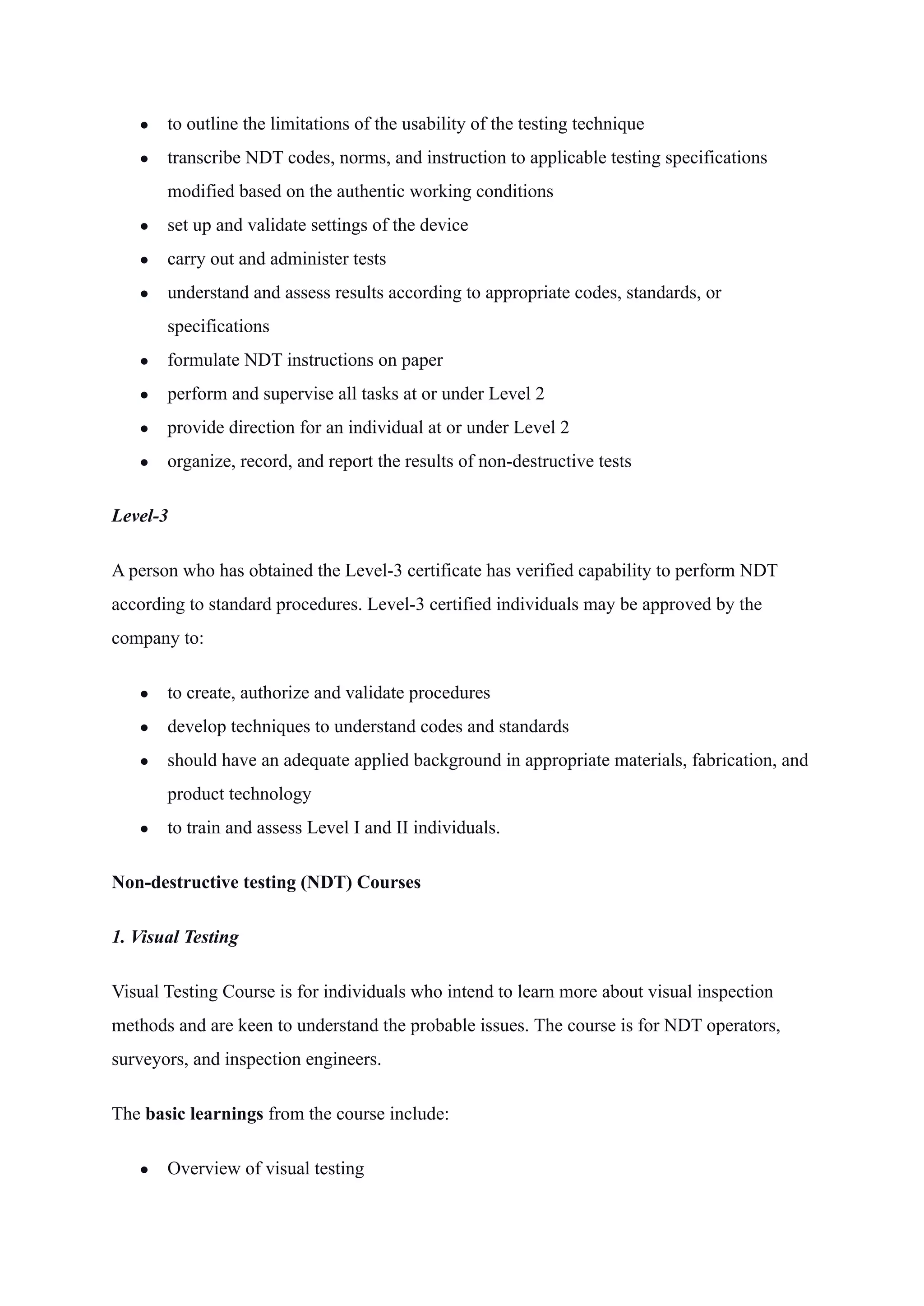Non-Destructive Testing (NDT) Training Courses| One Stop NDT | PDF