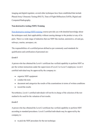 Non-Destructive Testing (NDT) Training Courses| One Stop NDT | PDF
