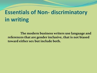 Non discriminatory in writing | PPTX