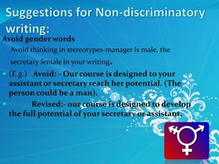 Non discriminatory in writing | PPTX