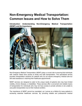 Non-Emergency Medical Transportation_ Common Issues and How to Solve ...