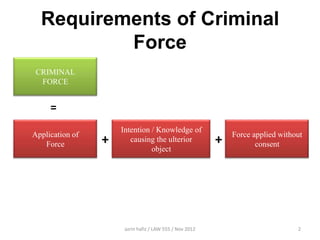 Non fatal offences - criminal force | PPTX