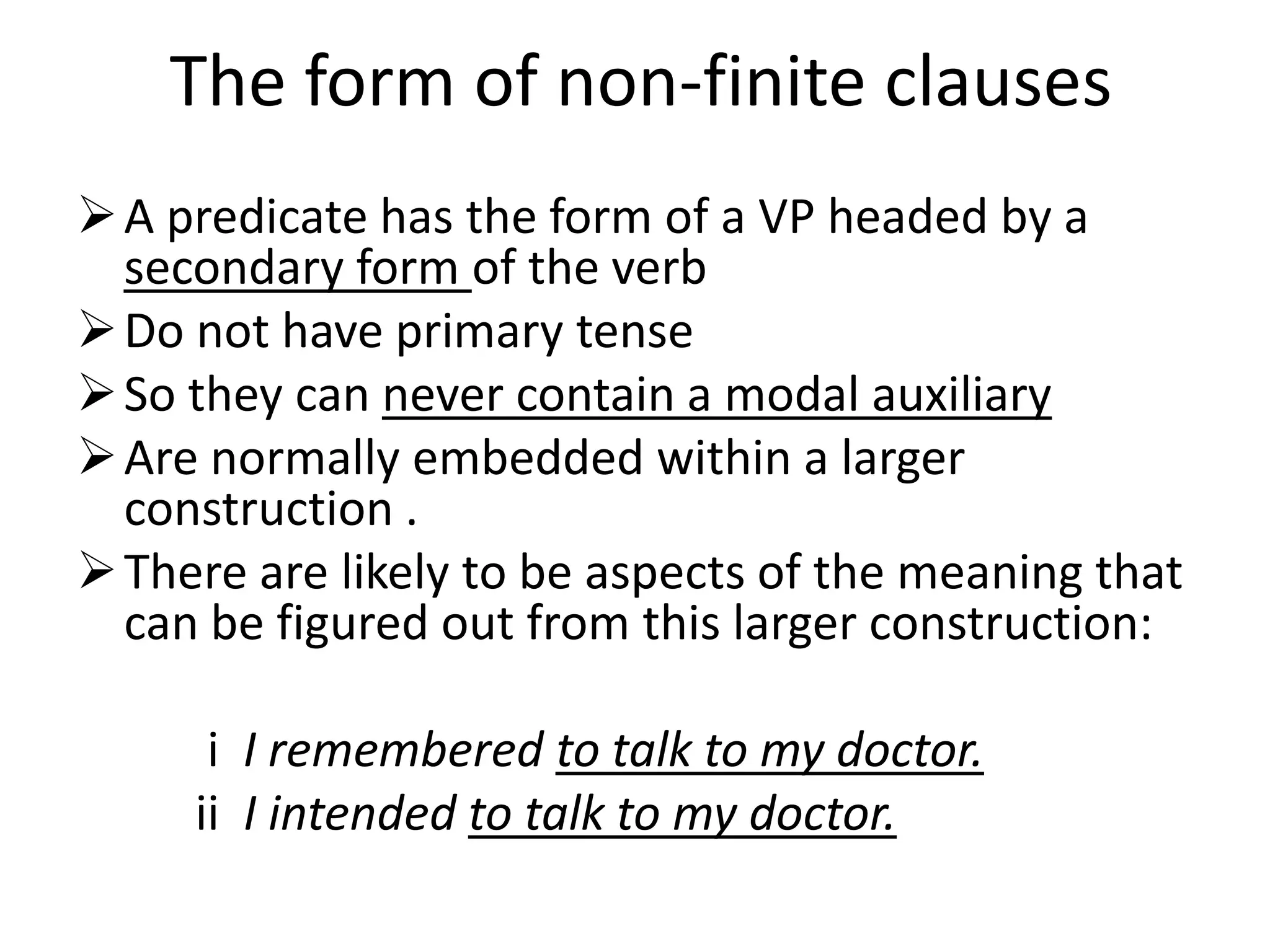 Non Finite Clauses And Clauses Without Verbs Chapter 13 Ppt