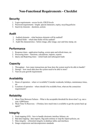 Functional Specification Checklist
