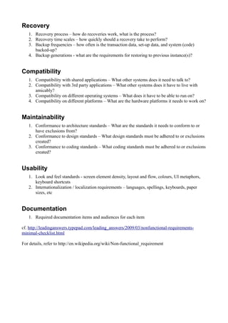 Functional Specification Checklist