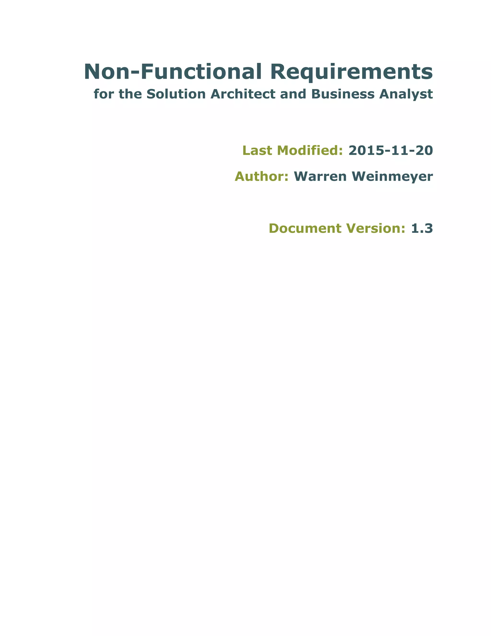 Non functional requirements framework | DOC