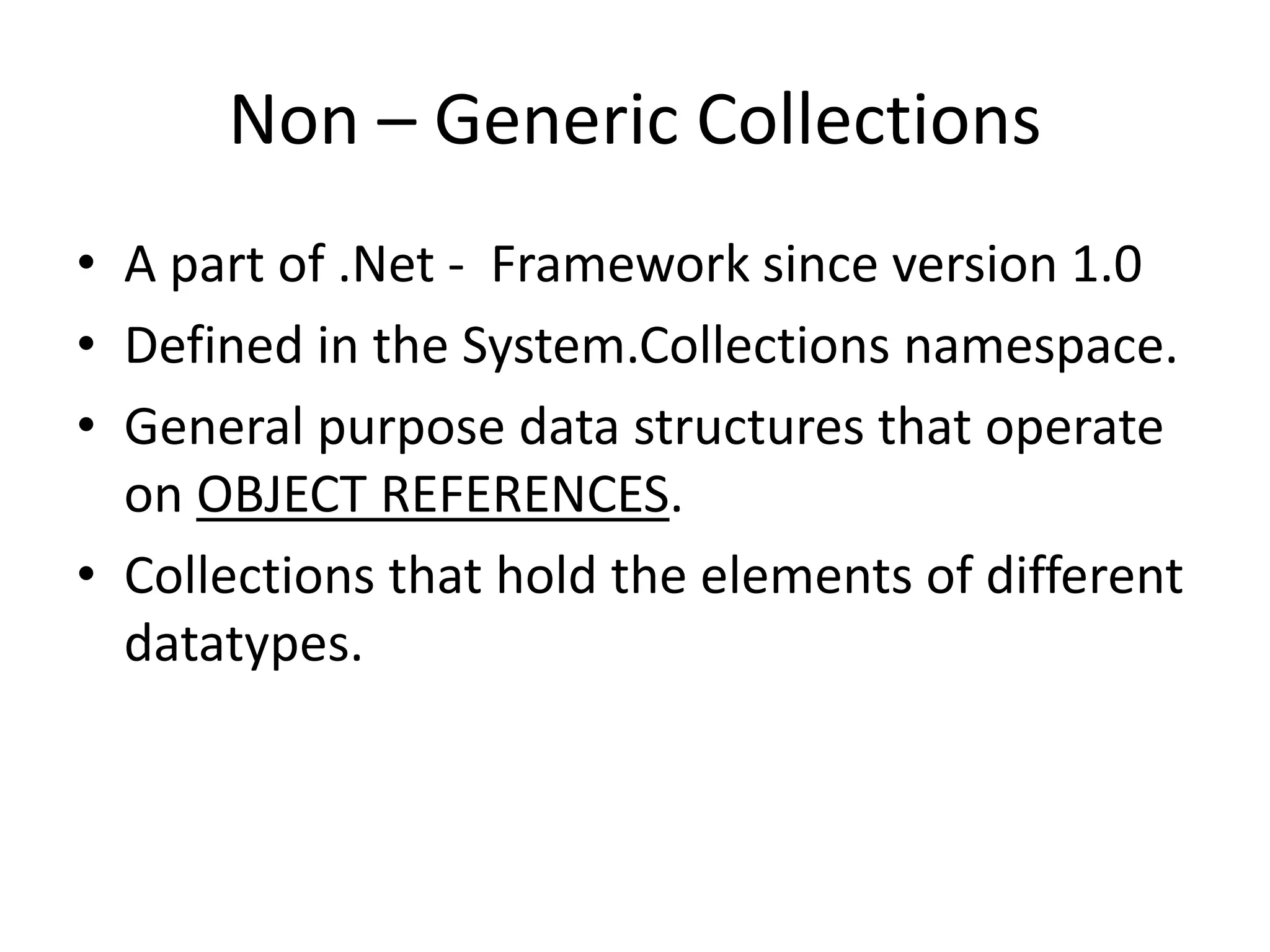 C# Non generics collection | PPT
