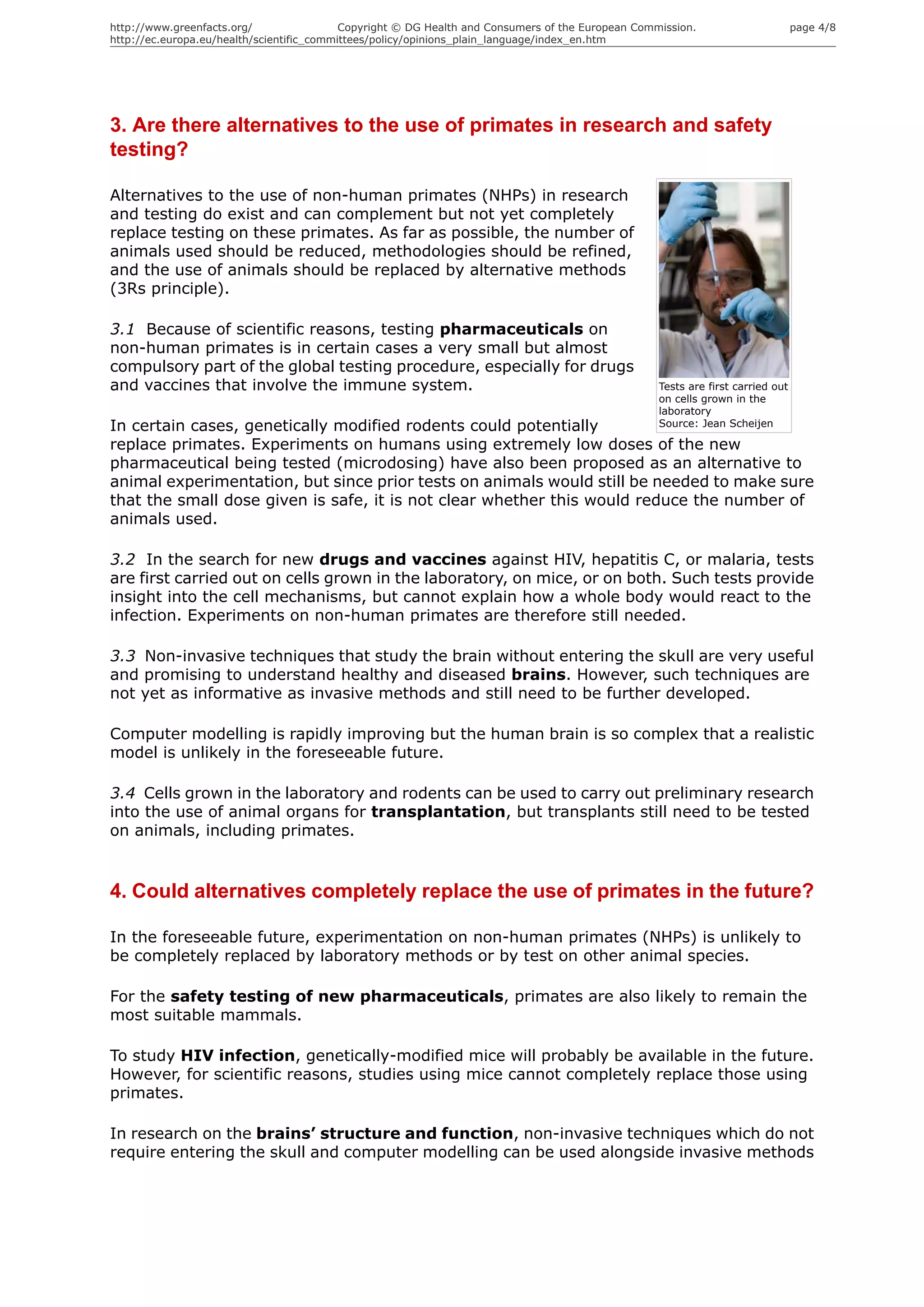 Non-human primates in research and safety testing | PDF