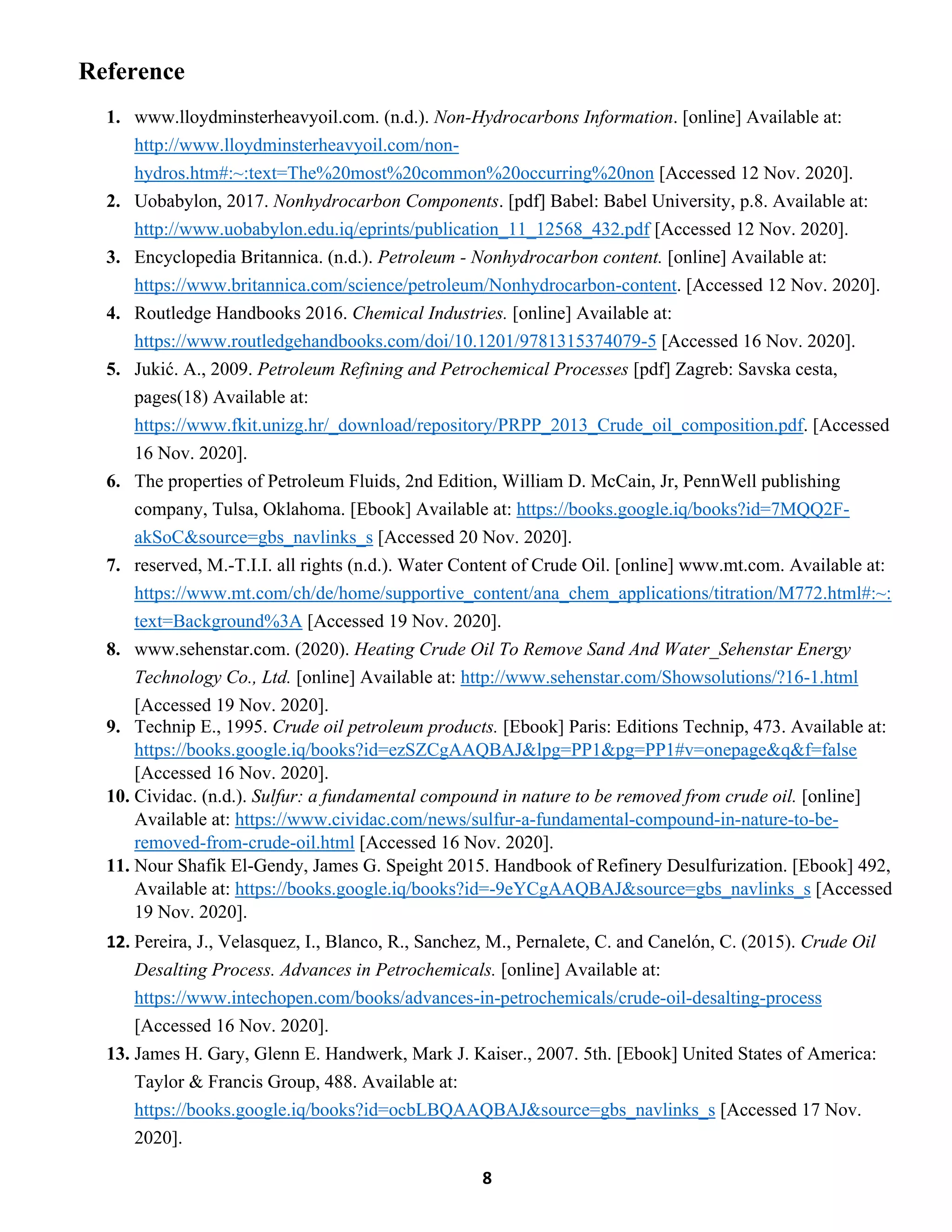 Non hydrocarbon components in crude oil | PDF