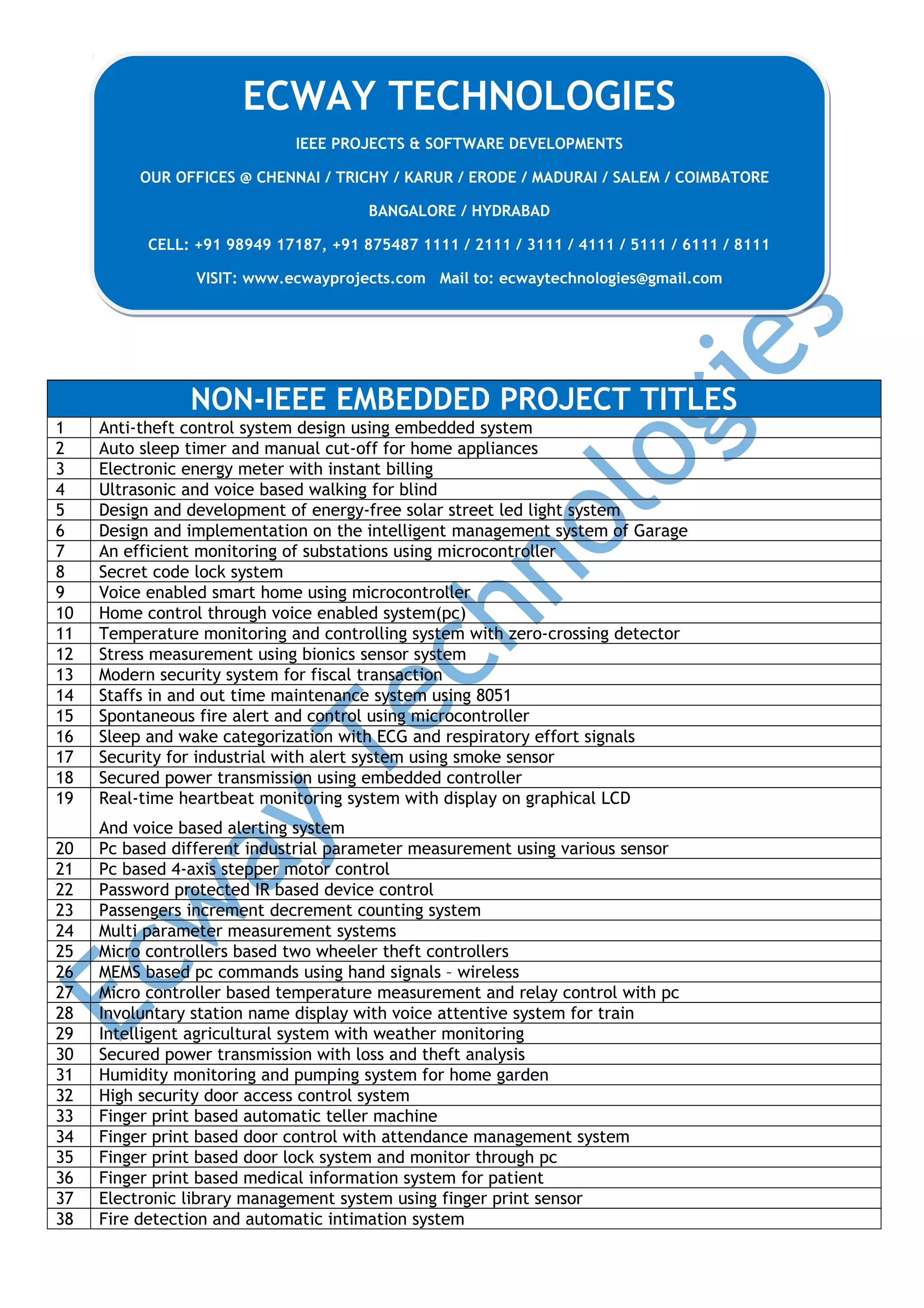 Non ieee embedded projects | DOC
