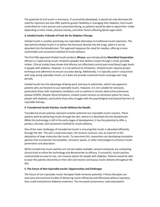 Non-injectable Insulin as a Viable Alternative in Diabetes Therapy | PDF