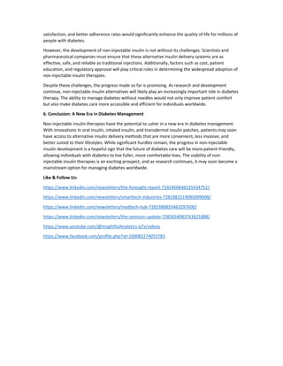 Non-injectable Insulin as a Viable Alternative in Diabetes Therapy | PDF
