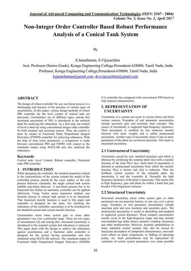 Non Integer Order Controller Based Robust Performance Analysis Of A