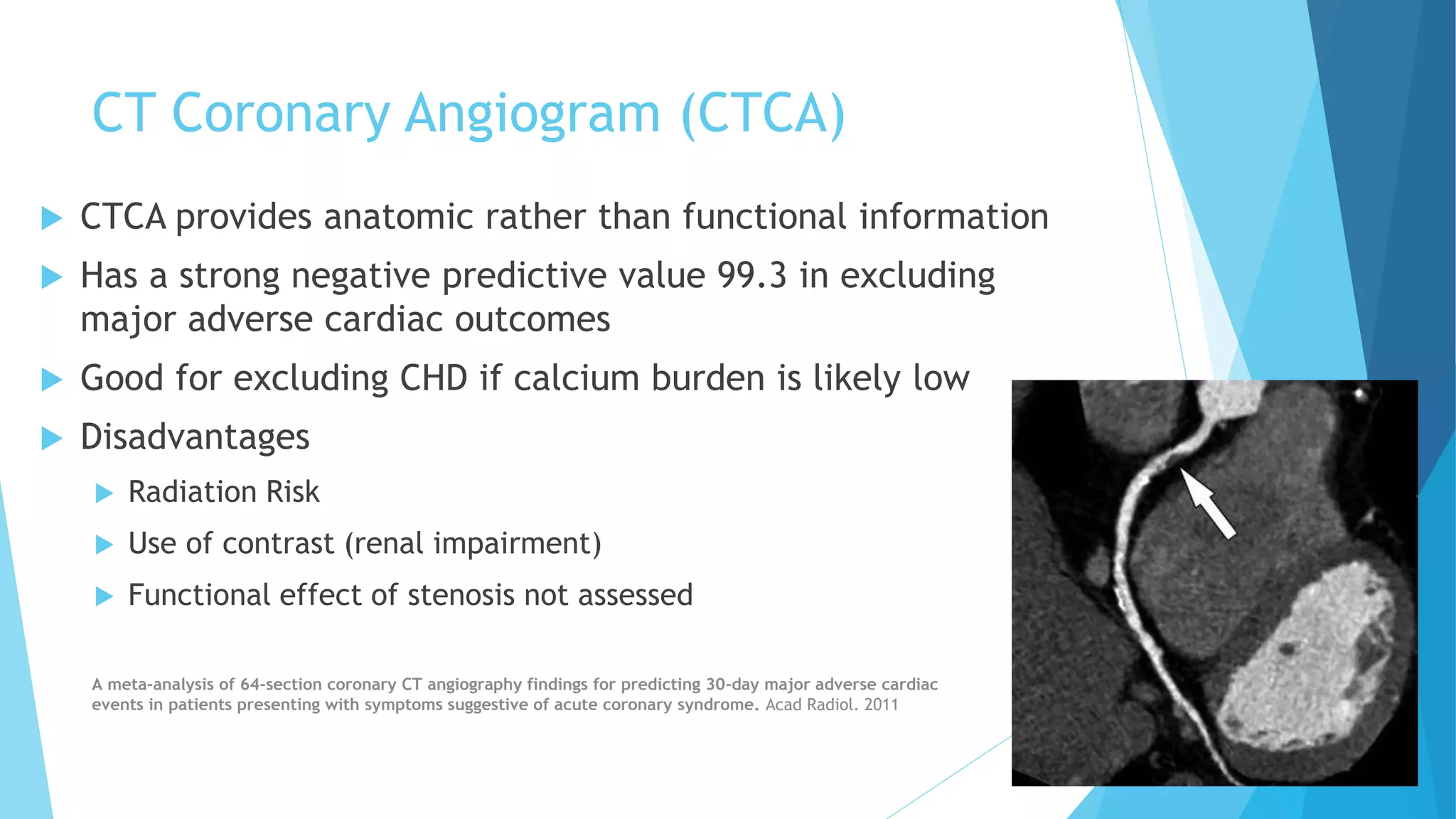 Non invasive cardiac testing for acute coronary syndrome | PPT