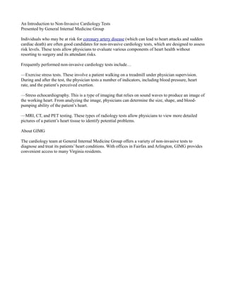 Non invasive cardiology tests | PDF