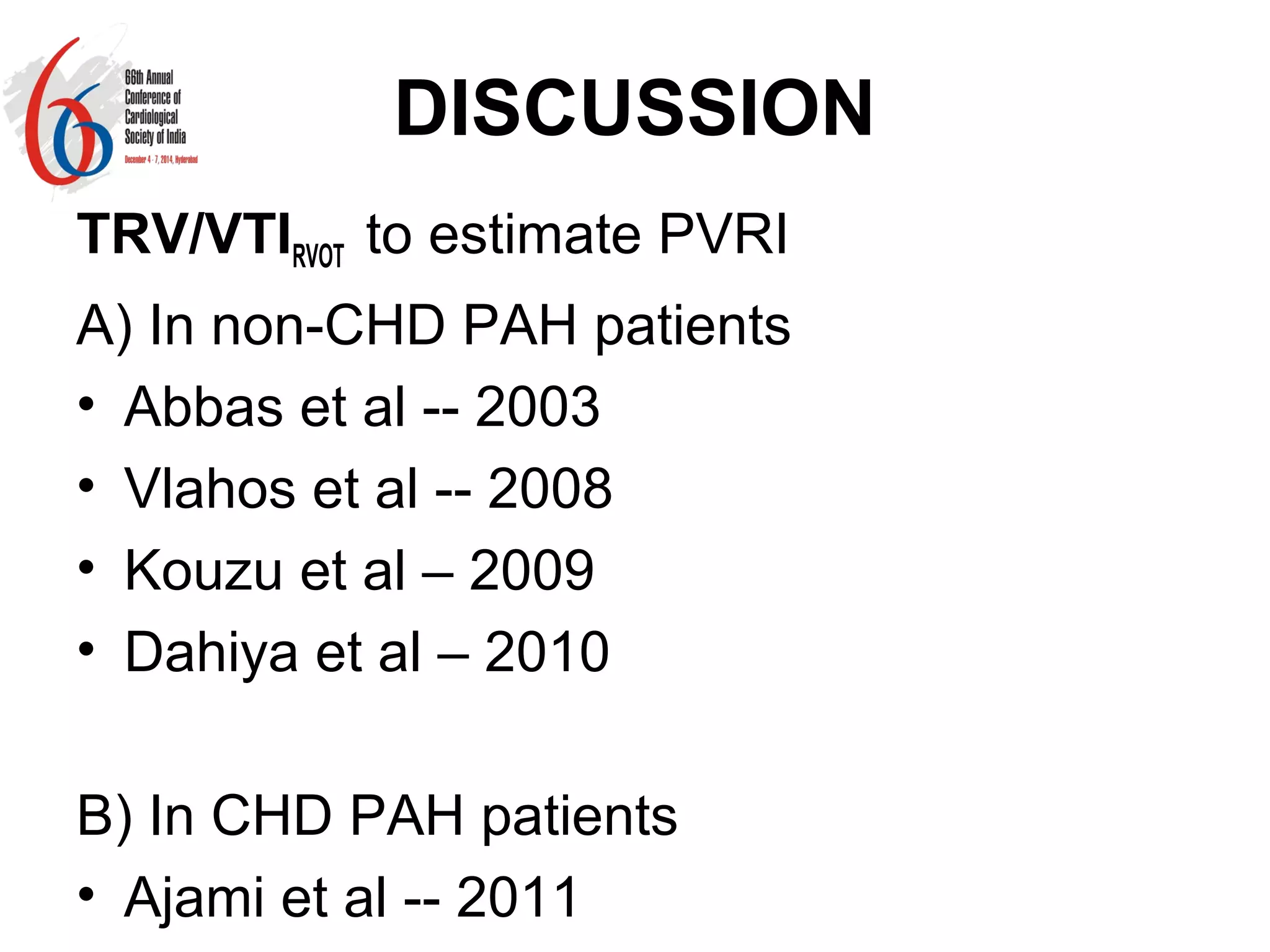Non invasive estimation of pulmonary vascular resistance in patients of ...