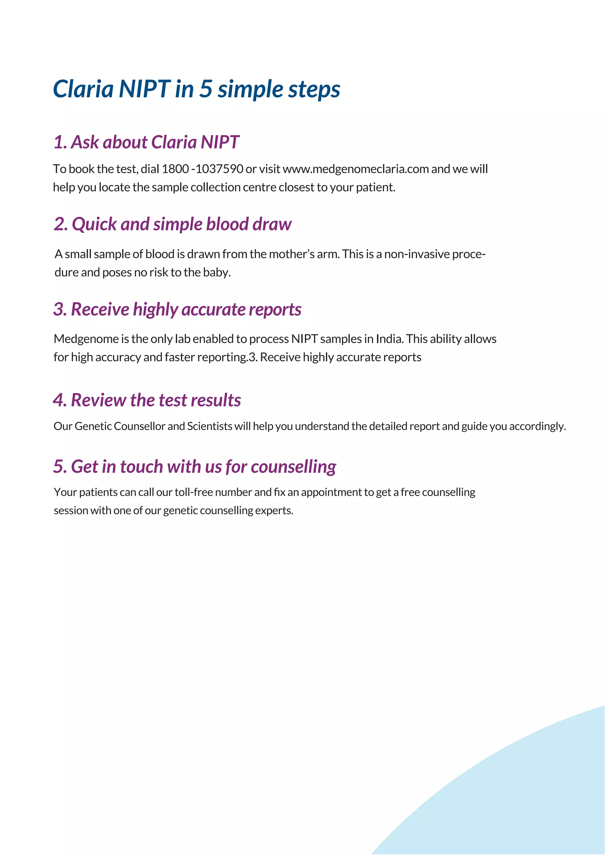 Non invasive prenatal test brochure | PDF