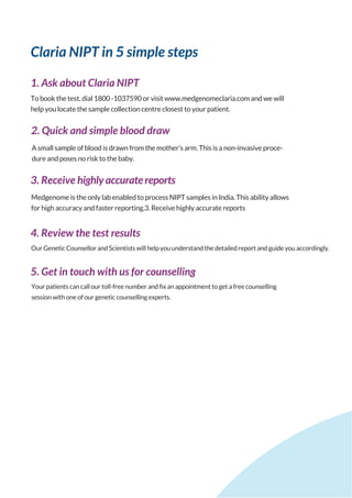 Non invasive prenatal test brochure | PDF