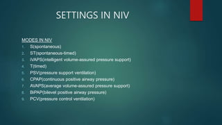 NON-INVASIVE VENTILATION A TYPE OF VENTILATION | PPTX