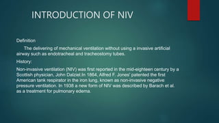 NON-INVASIVE VENTILATION A TYPE OF VENTILATION | PPTX