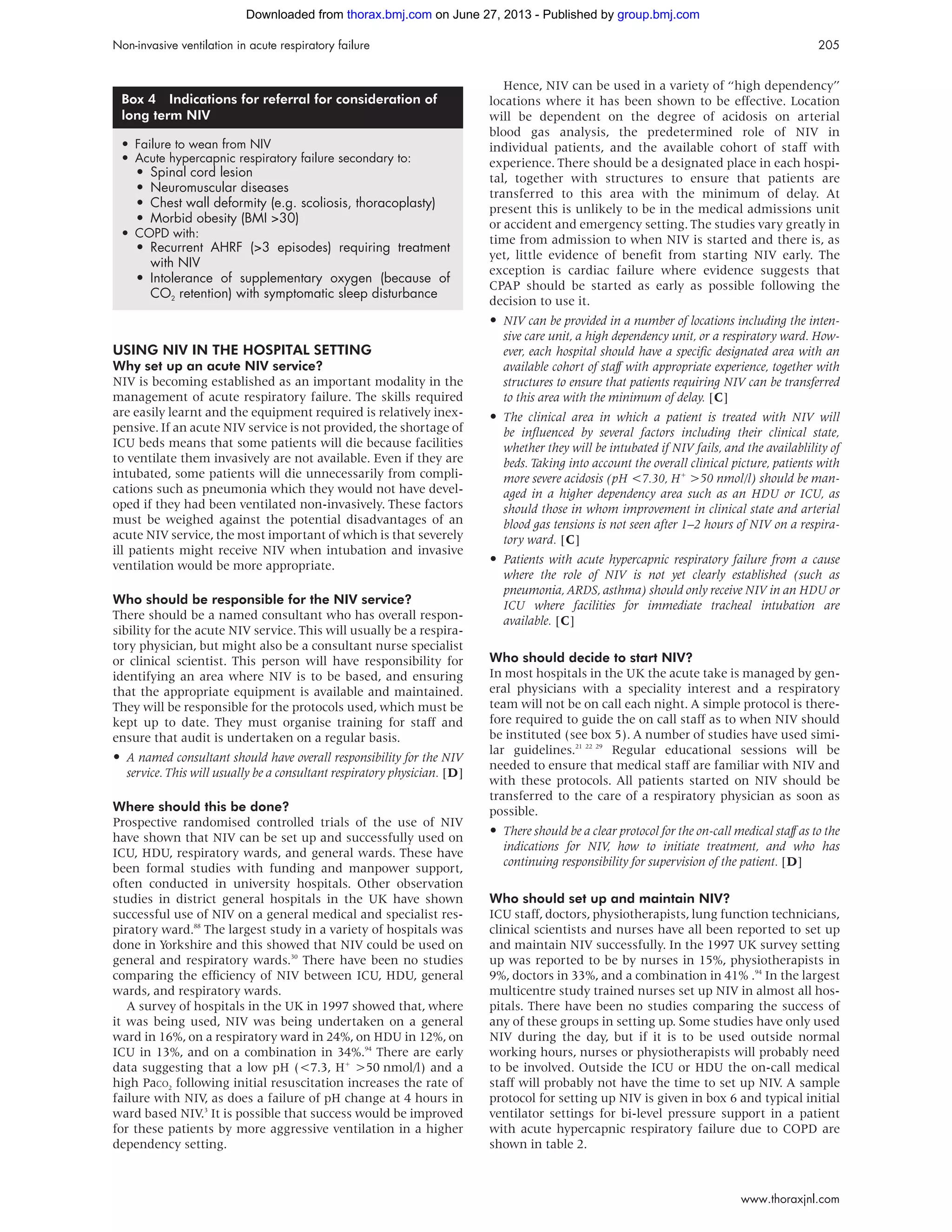 Non invasive ventilation in acute respiratory failure | PDF