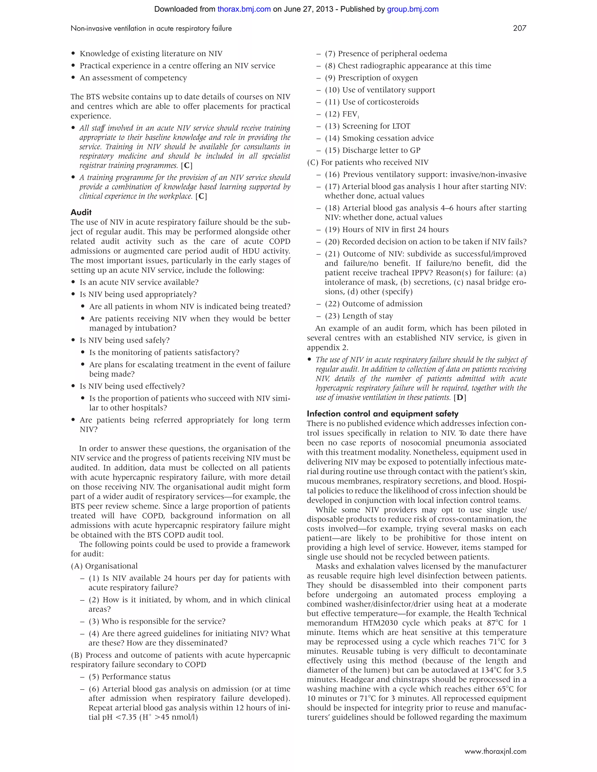 Non invasive ventilation in acute respiratory failure | PDF