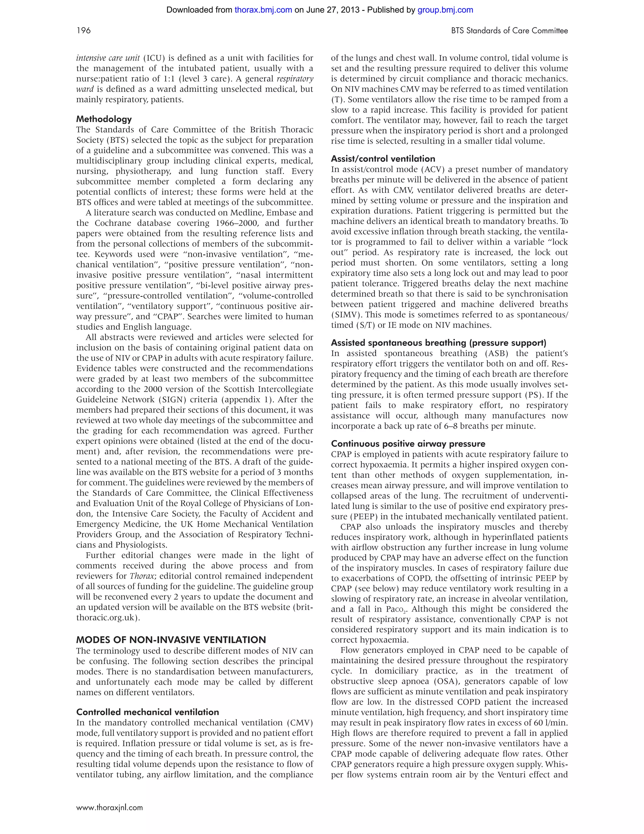 Non invasive ventilation in acute respiratory failure | PDF