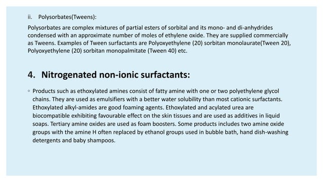 Non-ionic surfactants and their applications | PPTX