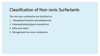 Non-ionic surfactants and their applications | PPTX