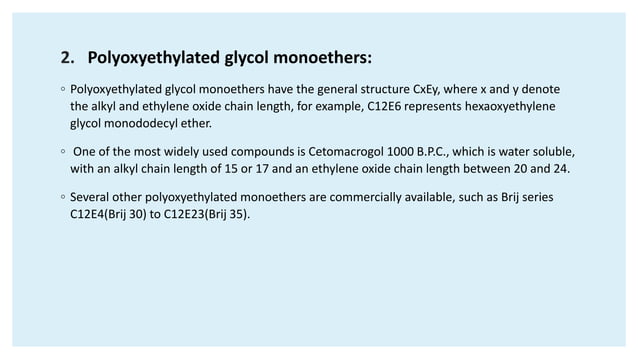 Non-ionic surfactants and their applications | PPTX