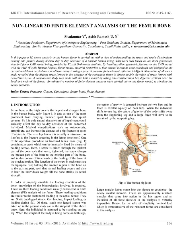 Non linear 3 d finite element analysis of the femur bone | PDF